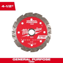 Milwaukee 49-93-9104 4-1/2" DIAMOND MAX™ Turbo, General Purpose Diamond ...